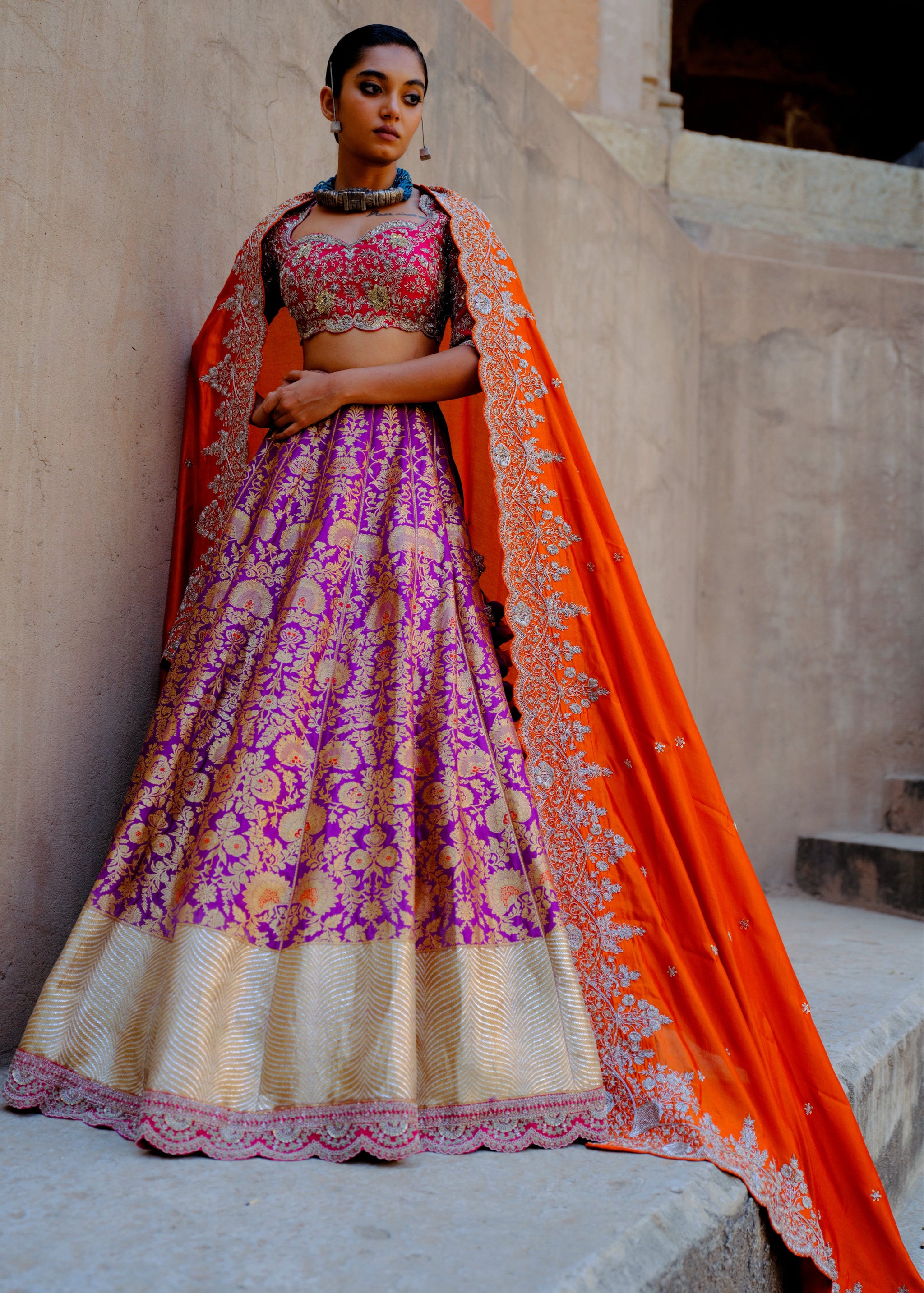 Purple & Rust Lehenga Set