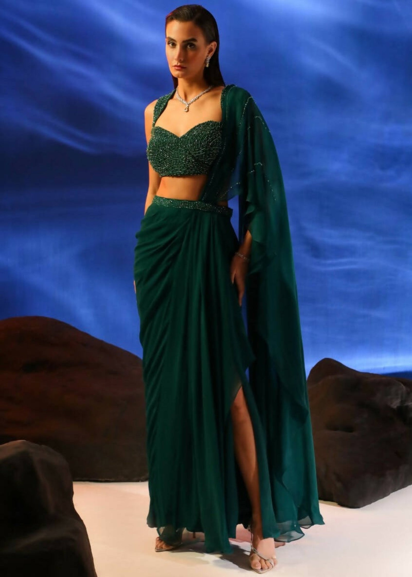 Celia Emerald Green Sari
