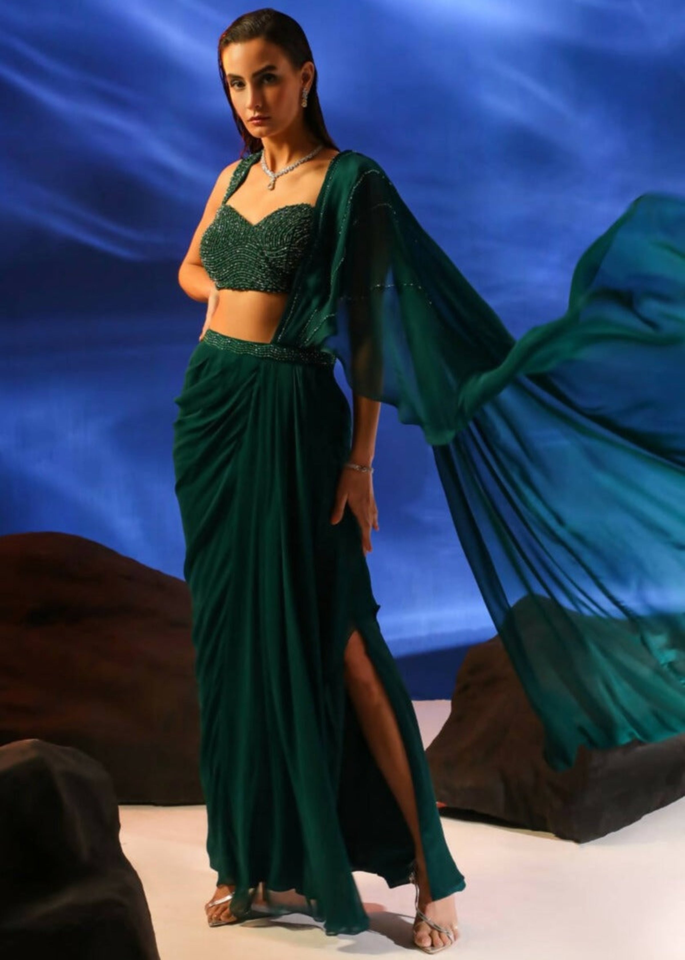 Celia Emerald Green Sari