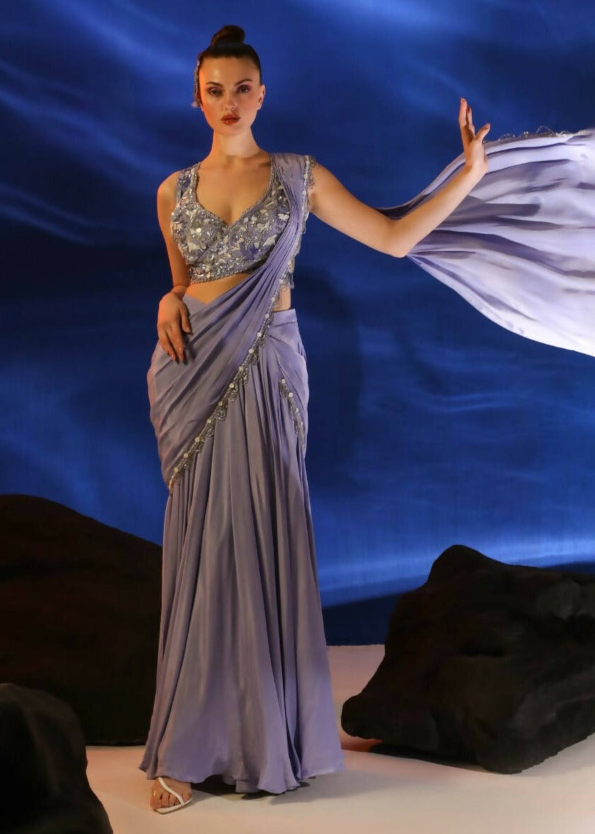 Asherah Purple Drape Sari